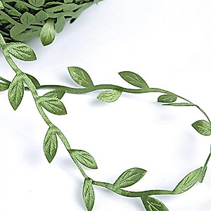 Supla 327 Ft Artificial Vines Fake Hanging Plants Leaves Ribbon Leaf Vine Trim Foliage Rattan DIY Wreath Foliage Green Leaves Ribbon Decorative Home Wall Garden Wedding Party Wreaths Decor