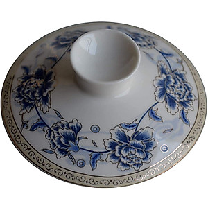 Eplze YBK Tech 10oz Large Gaiwan, Porcelain Kung Fu Tea Cup with Saucer and Lid, Chinese Traditional Gaiwan, Sancai Tea Bowl (4#)
