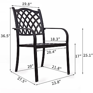CEMYT Cast Aluminum Chairs Outdoor Dining Chairs with Armrest Patio Bistro Chairs for Porch Garden Backyard Balcony, Set of 2
