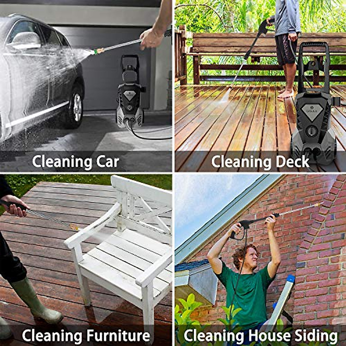 Hopekings Electric Pressure Washer High Pressure Cleaner Power Washer Machine with Power Hose Gun, 5 Nozzles for Cleaning Cars, Home, Driveway, Patio, Garden, Yard