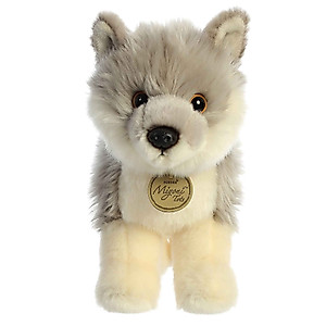 Aurora® Adorable Miyoni® Tots Wolf Pup Stuffed Animal - Lifelike Detail - Cherished Companionship - Gray 10 Inches