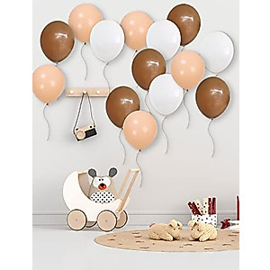 60 Pack Tan Brown Nude White Balloon Bouquet Garland for Neutral Baby Shower Wedding Boho Bridal Shower Woodland Bear Themed First Birthday Nursery Classroom Graduation Decoration