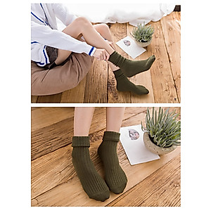 Norther30° Womens Cotton Crew Socks Soft Cotton Casual Solid Color Socks Stretchy Above Ankle Socks for Women Girls 7Pairs