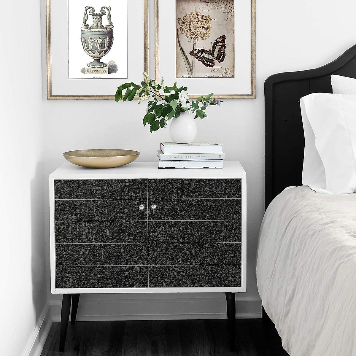 (394inx17.7inch Peel and Stick Wallpaper Black Contact Paper Self Adhesive Easy to Apply Wall Coverings Shelf Home Decorative Wall Paper Textured Shelf Decorative