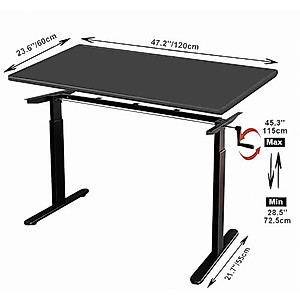 QLLY Height Adjustable Standing Desk 47 Inch/120cm, Sturdy Working Writing Table for Home Office Workstation, Black