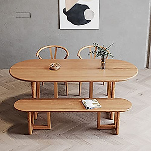 Solid Wood Oval Dining Table Farmhouse Wooden Mid-Century Modern Kitchen Dining Room Table with Rattan Double Pedestal | Elegant Furniture for Stylish Home Décor
