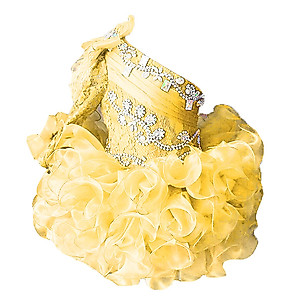 Junguan Infant Girls Wedding Party Gowns Newborn Pageant Tutu Cupcake Dress 6 US Yellow