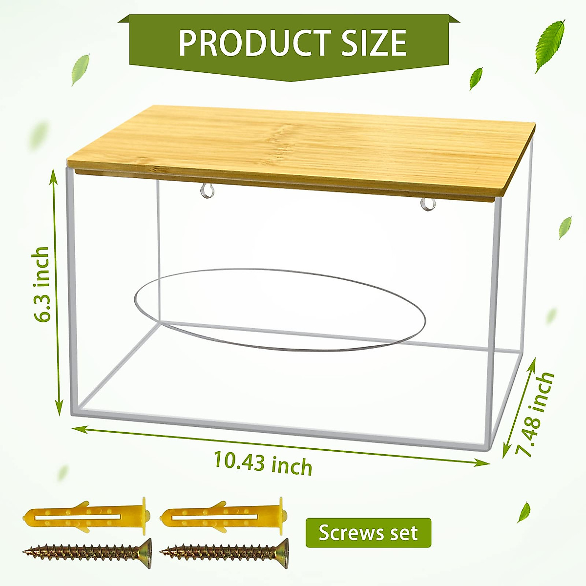 Extra Large Trash Bag Dispenser Roll Holder, Acrylic Garbage Bag Dispenser with Bamboo Lid, Wall Mount Trash Bag Organizer for Kitchen Cabinet, Under Sink