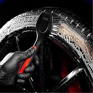 SGCB Tire Rim Brush Wheel Hub Cleaning Brushes with Ergonomic Grip Handle Durable PBT Bristles Brush for Auto Detailing Carpet Motorcycle Tire Cleaning
