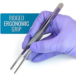 MABIS Surgical Tweezers and Dressing Forceps, 5.5 inches long, Serrated, Stainless Steel