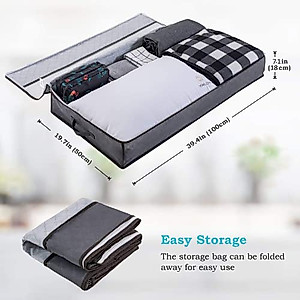 Large Capacity Clothes Storage Bag Organizer with Reinforced Handle Thick Fabric for Comforters, Blankets, Bedding, Foldable with Sturdy Zipper, Clear Window, Grey