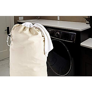 Cotton Laundry Bag - The Extra Heavy Duty Washable Laundry Bag with Drawstring Makes a Great Cloth Storage Sack for Sleeping Bag, Linen Basket Liner, Hamper Liner and Travel. (2-Pack)