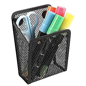 Sanpaint Magnetic Pencil Holder,Mesh Stainless Steel Pen Basket, Metal Writing Utensil Storage Organizer for Whiteboard,Blackboard,Kitchen, Locker, Home, or Office