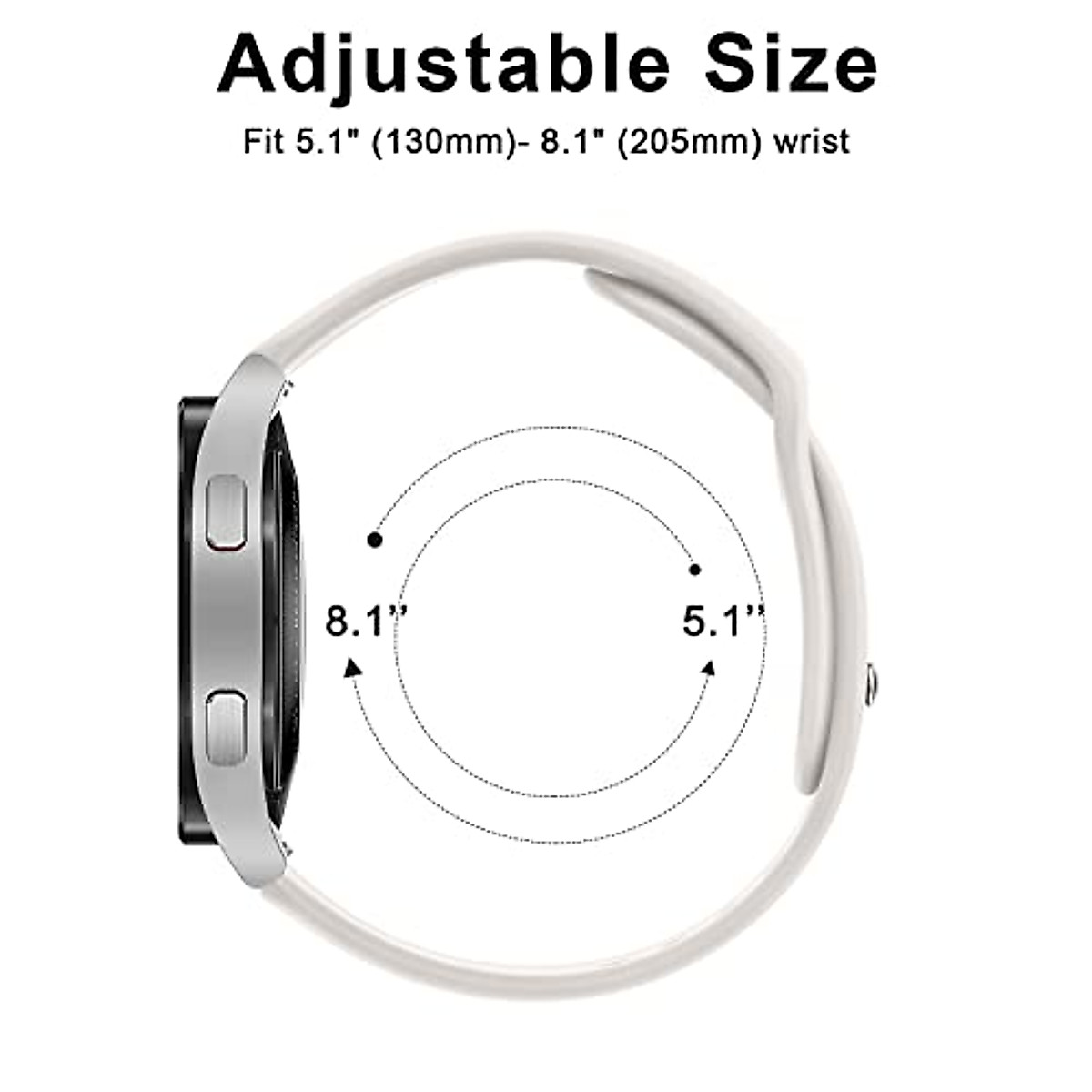 Vanjua Bands Compatible with Samsung Galaxy Watch 5 Band 40mm 44mm, Galaxy Watch 5 Pro Bands 45mm, 20mm Soft Silicone Sport Replacement Strap for Galaxy Watch 5 Band Women Men (Starlight)