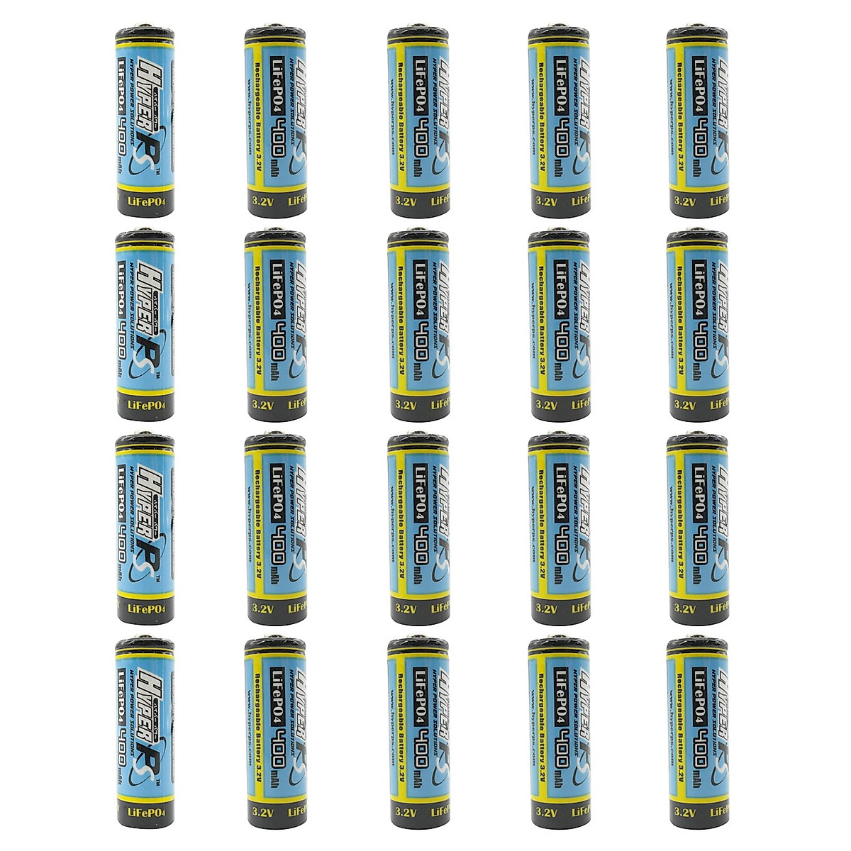 (20-Pack) HyperPS 3.2V LiFePo4 14430 (14 x 43mm) 400mAh Rechargeable Battery for Solar Panel Light, Tooth Brush, Shaver, Flashlight