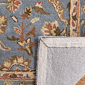 SAFAVIEH Heritage Collection Area Rug - 9' x 12', Blue & Blue, Handmade Traditional Oriental Wool, Ideal for High Traffic Areas in Living Room, Bedroom (HG969A)