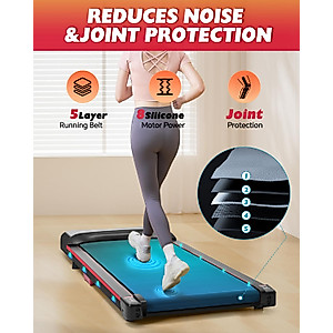 Walking Pad, Under Desk Treadmill with Remote Control, LED Display, Wheels, Portable Mini Running Machine for Small Spaces in Home/Office