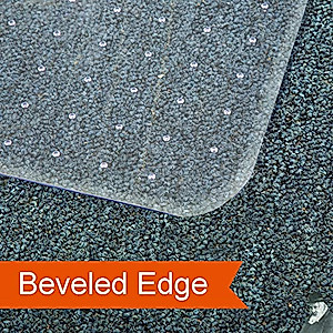 Office Chair Mats for Carpeted Floors, Studded Desk Floor Mat, Clear Heavy Duty for Low and Medium Pile, Beveled Edge with Lip Large 36" X 48" Shipped Flat by Mastermat