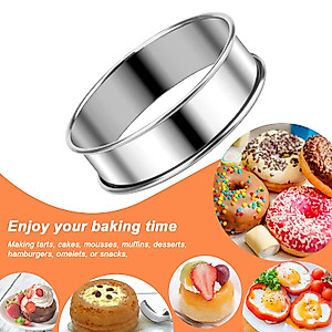Catcan 6 Pieces English Muffin Rings, 3.15 Inch Stainless Steel Crumpet Ring Double Rolled Tart Ring Nonstick Metal Round Ring Molds with Silicone Oil Brush