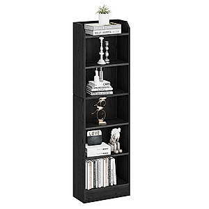 Hzuaneri 6-Tier Bookshelf, 66.7 Inches Floor Standing Bookcase, Display Storage Shelf, Corner Shelf, Home Decor Furniture for Home Office, Living Room, Bedroom, Black 02904XBC