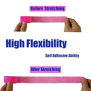 Baisunt 6 Pack 1 Inches Cohesive Bandage Self Adhesive Wrap Elastic Self Adherent Vet Wrap Breathable Self Stick Tape for Wrist, Ankle, Sports, Tatoo Wrap(5 Yards, Pink)