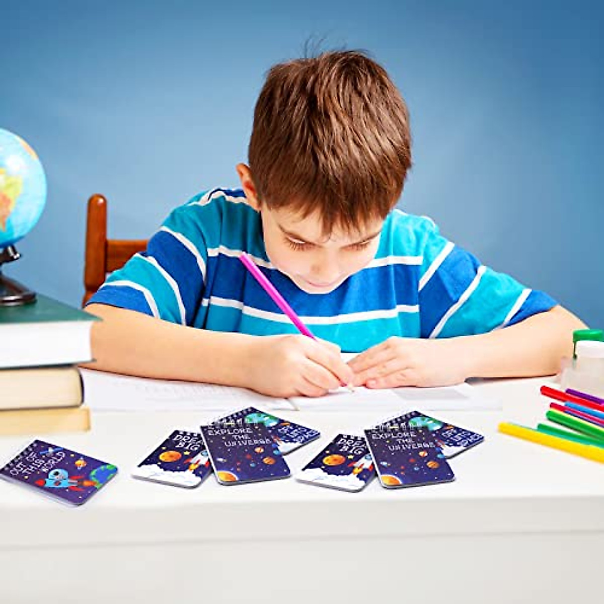 Outer Space Mini Notebook 32 Pack Kids Space Party Favor Galaxy Goodie Bags Solar System Science Astronaut Rocket Planet Small Spiral Pocket Notepads for Boys Girls Space Theme Birthday Party Supplies