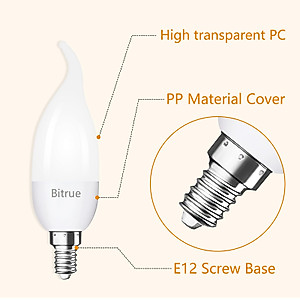Bitrue LED Flame Light Bulbs, 3 Modes Flame Effect Light Bulbs, E12 Chandelier Base Candle Fire Light Bulb, Flickering Light Bulbs for/Home/Party Decor (E12-6 Pack)