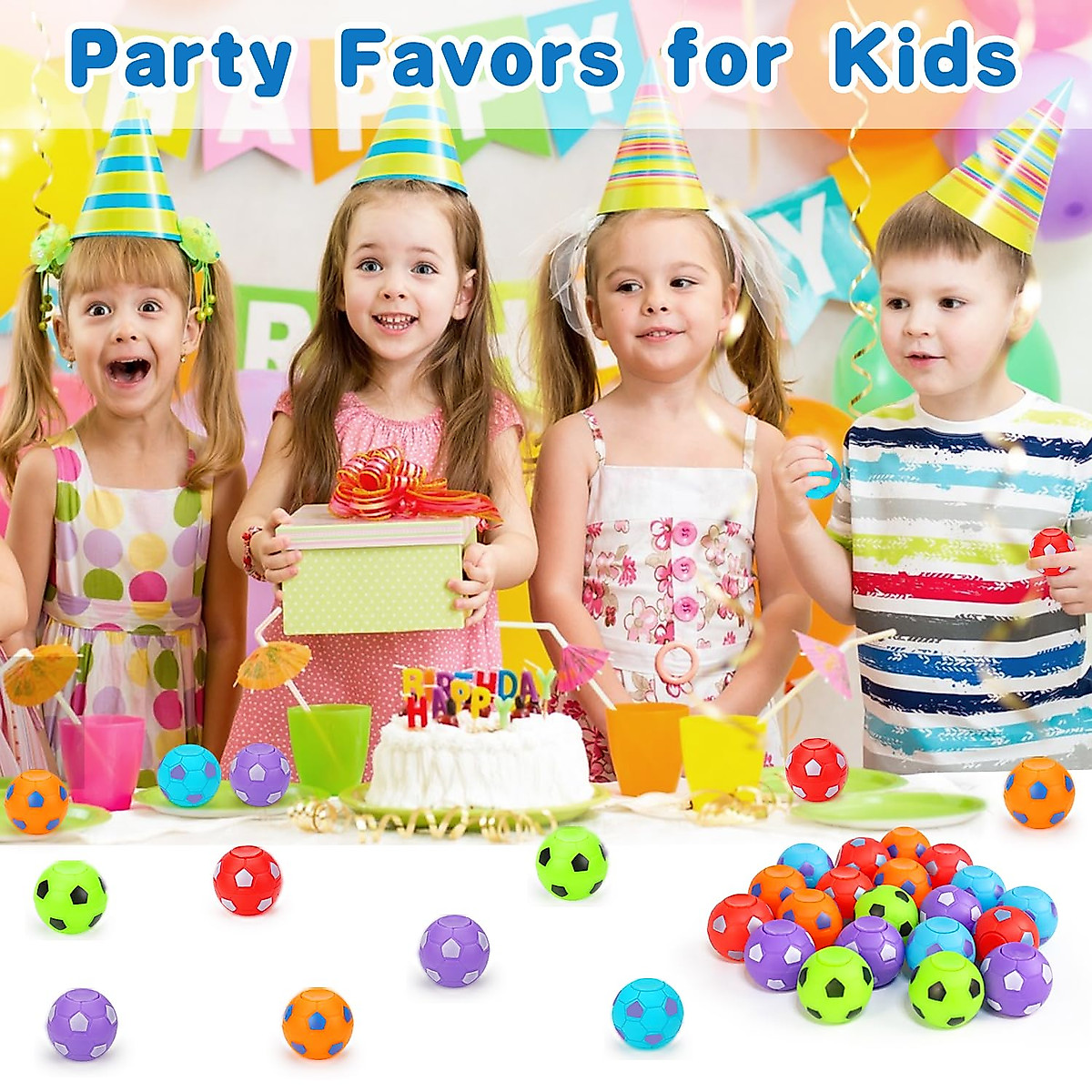 32PCS Fidget Spinner Soccer Balls Sports Birthday Party Favors Bulk for Kids 4-8 8-12 Christmas Goodie Treat Bag Stuffers Classroom Treasure Toys Carnival Prizes Pinata Fillers Mini Return Gifts