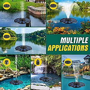 14-Lobe Solar Panel 1.5W Upgraded with 7 Nozzles & 4 Fixer Solar Fountain Pump, Floating Solar Fountain Pump for Bird Bath, Solar Water Fountain Outdoor Garden for Pond, Pool, Aquarium, Fish Tank
