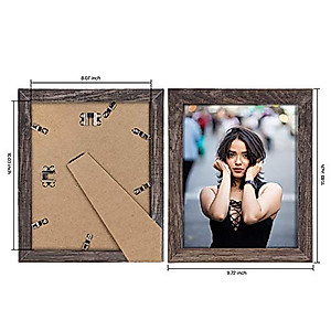 Q.Hou 8x10 Picture Frame Wood Patten Rustic Brown Photo Frames Packs 4 with High Difinition Glass for Tabletop or Wall Decor (QH-PF8X10-BR)