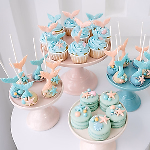 Mermaid Silicone Mold Marine Fondant Cake Mold 6 Pieces Mermaid Tail Chocolate Candy Soap Resin Polymer Clay Mold Seashell Seaweed Seahorse Sea Turtle Silicone Baking Mold