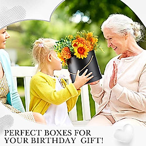 Skylety 6 Pcs Round Flower Boxes with Lids Nesting Gift Boxes with Handle for Flowers Arrangement Assorted Sizes for Mother's Day, Bridesmaid, Wedding, Birthday, Baby Shower(Black)