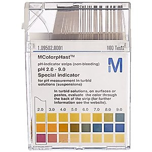 EMD Millipore 1.09502.0001 MColorpHast pH-Indicator Strip, 2.0-9.0 pH Range, Plastic Box (Pack of 100)