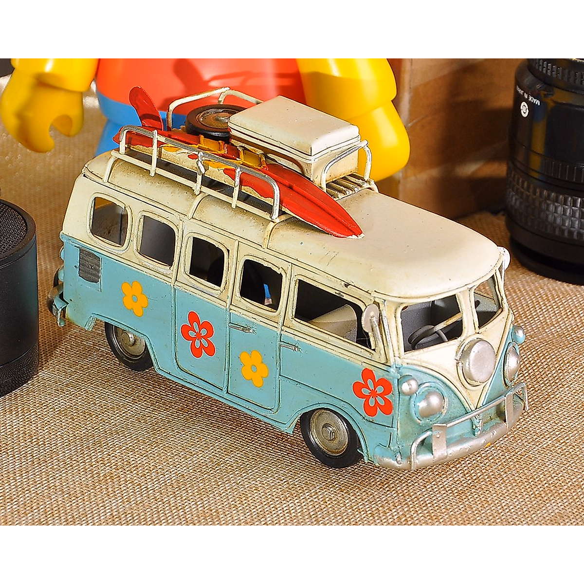 Camper Van Model 6.3 Inches Retro Classic Camper Van T1 Style Metal Beach Bus Vehicle Home Decor - Ideal Birthday Surprise for Boyfriend - Blue