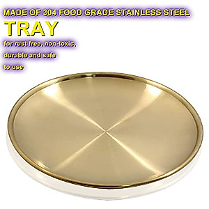 Jiozermi 6.69 Inch Stainless Steel Towel Tray, Serving Tray, Decorative Tray, Storage Tray for Cosmetics Jewelry Fruit Candy, Round, Gold