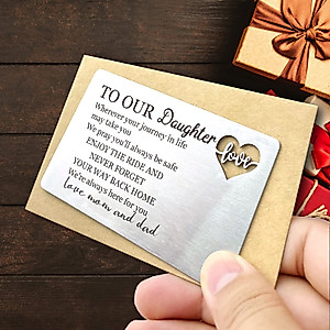 YODOCAMP To Our Daughter Wallet Card Encouragement Gifts Inspirational Graduation Gift Metal Card Christmas Birthday Card Daughter Stepdaughter Gifts from Mom Dad