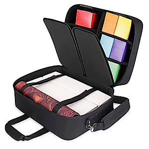 USA Gear XL Magic The Gathering MTG Deck Box Travel Case - Large MTG Card Storage Bag with Padded Shoulder Strap, Customizable Interior, Weather Resistant - Fits Deck Boxes & Sleeved Cards - Black