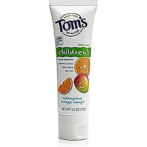 Tom's of Maine Anticavity Fluoride Children's Toothpaste, Outrageous Orange-Mango, 4.2 Ounce (Pack of 2)