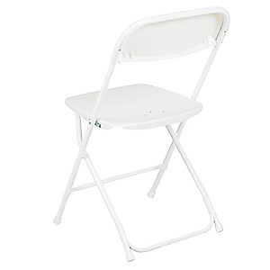 EMMA + OLIVER Set of 2 Plastic Folding Chairs - 650 LB Weight Capacity Lightweight Stackable Folding Chair in White