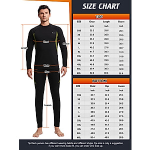 romision Thermal Underwear for Men- Fleece Lined Long Johns Winter Hunting Gear Base Layer Top & Bottom Set for Cold Weather A-Black