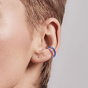 Pierced Owl 16GA G23 Implant Grade Titanium Synthetic Opal Lined Outer Hoop Cartilage Helix Conch Hinged Segment Ring (White, 8mm Diameter)