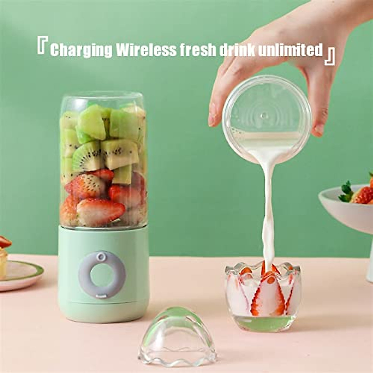 TANACC Portable Juice Blender Cutter Mini Portable Juicer USB Electric Fruit Mixer Smoothie Blender Cup Juice Extractor Machine for Home Travel