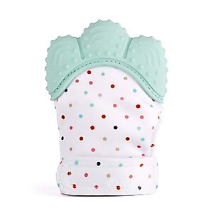Baby Teething Mitten for Babies - Self-Soothing Pain Relief Teething Toys Glove for Teething Babies, Toddlers, Infants, Unisex - Natural Organic BPA Free,3+ Months (Mint Green)