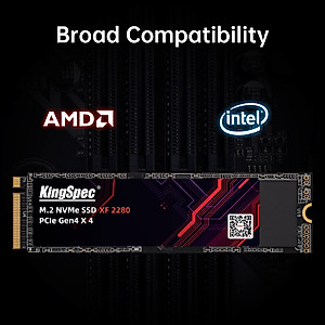 KingSpec 1TB PCIe4.0 NVMe SSD, M.2 2280 SSD 3D NAND Flash- Read Speed up to 4800MB/s, Compatible with PS5 / Desktop/Laptop