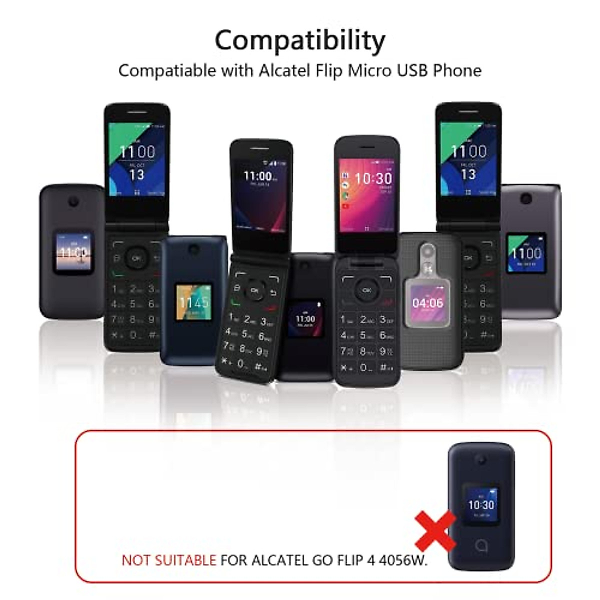 Fast Wall Charger 5FT Charging Cable Cord fit for Alcatel Go Flip, Go Flip 3, Go Flip V, Alcatel Cingular Flip 2/3, Alcatel MyFlip 2, QuickFlip, Smartflip 4052r 5044C & flip Micro USB phone charge