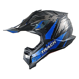 1Storm Adult Motocross Helmet ATV Dirt Bike BMX MX Downhill Mountain Helmet Track Style JH601; Track Blue
