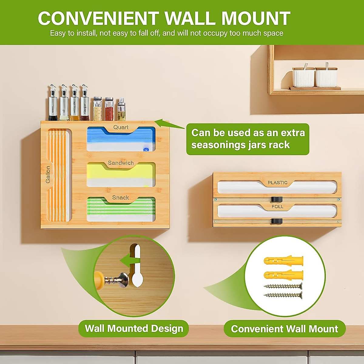 KOCWELL 2 Tier Under Sink Organizer and Under Sink Mat 34" x 22" Set, Sliding Under Bathroom Cabinet Storage Drawer Organizer with Hooks, Hanging Cup, Multi-purpose Under Sink Shelf Organizer