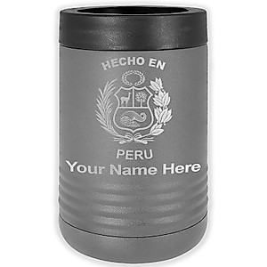 LaserGram Double Wall Insulated Beverage Can Holder, Hecho En Peru, Personalized Engraving Included (Standard Can, Gray)