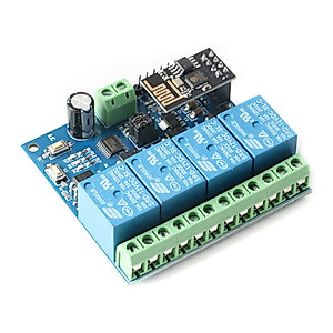 JESSINIE ESP8266 ESP-01 4 Channel 12V WiFi Relay Module 12V IOT Wireless Smart Home Device WiFi Relay Internet of Things ESP-01 Module Board For Phone APP Remote Control