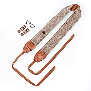 TARION Camera Shoulder Neck Strap Vintage Belt for All DSLR Camera Nikon Canon Sony Pentax Classic White and Brown Weave